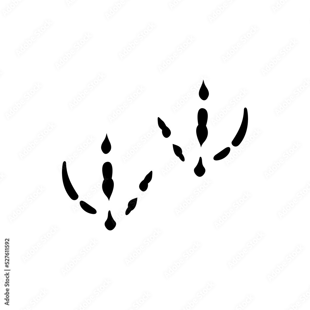 Crow or raven feathered animal footprints isolated black silhouette ...