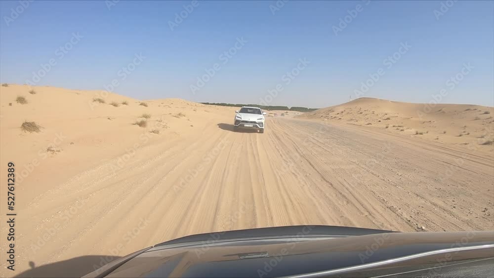 Car is driving through oasis, car rear window camera Stock Video ...