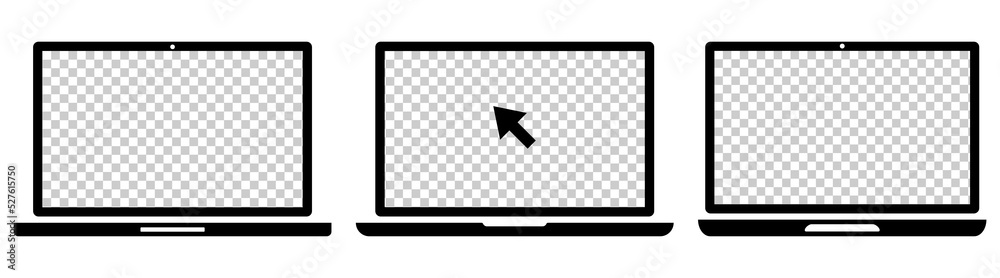 Laptop icons with transparent screens. Vector illustration isolated on ...