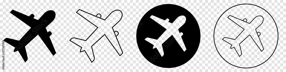 Set of plane icons. Line and flat symbols. Vector illustration isolated ...