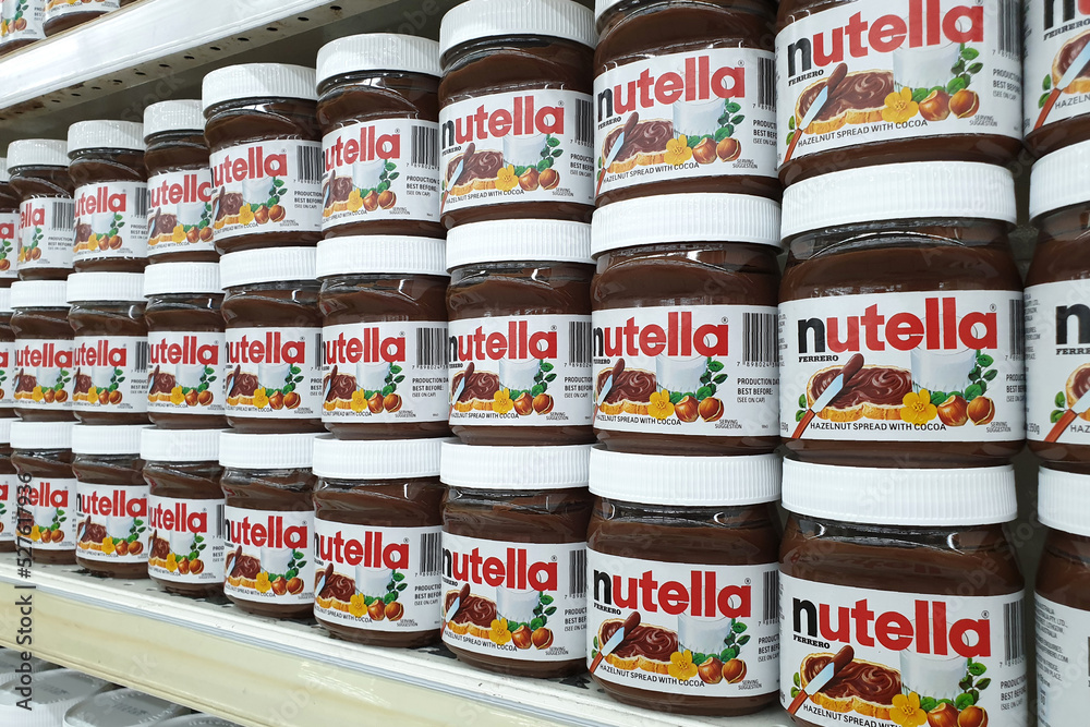 PENANG, MALAYSIA - MARCH 15, 2019 : Jar of Nutella hazelnut spread on ...