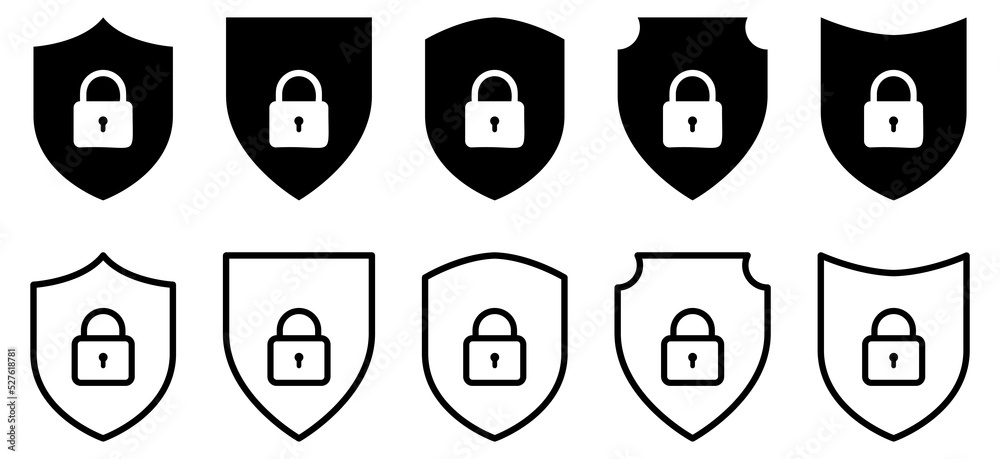 Set of security shield icons. Security shield symbols. Vector ...