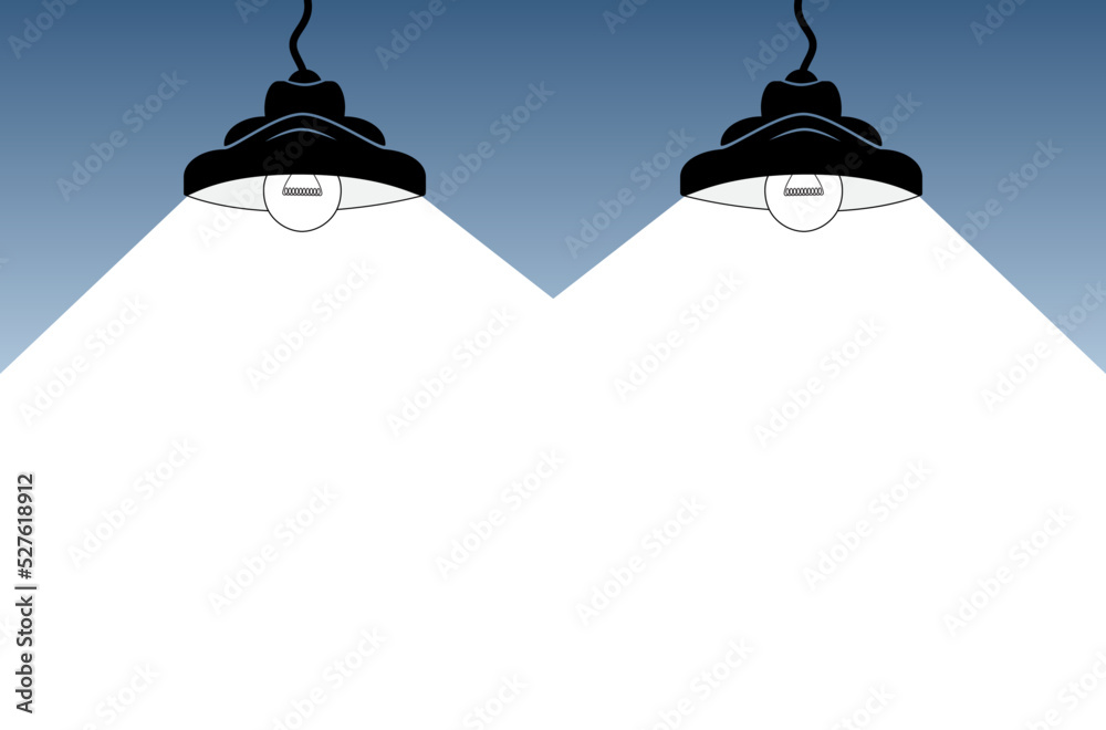 Two lamps with lightbulb and light ray vector illustration. Business ...