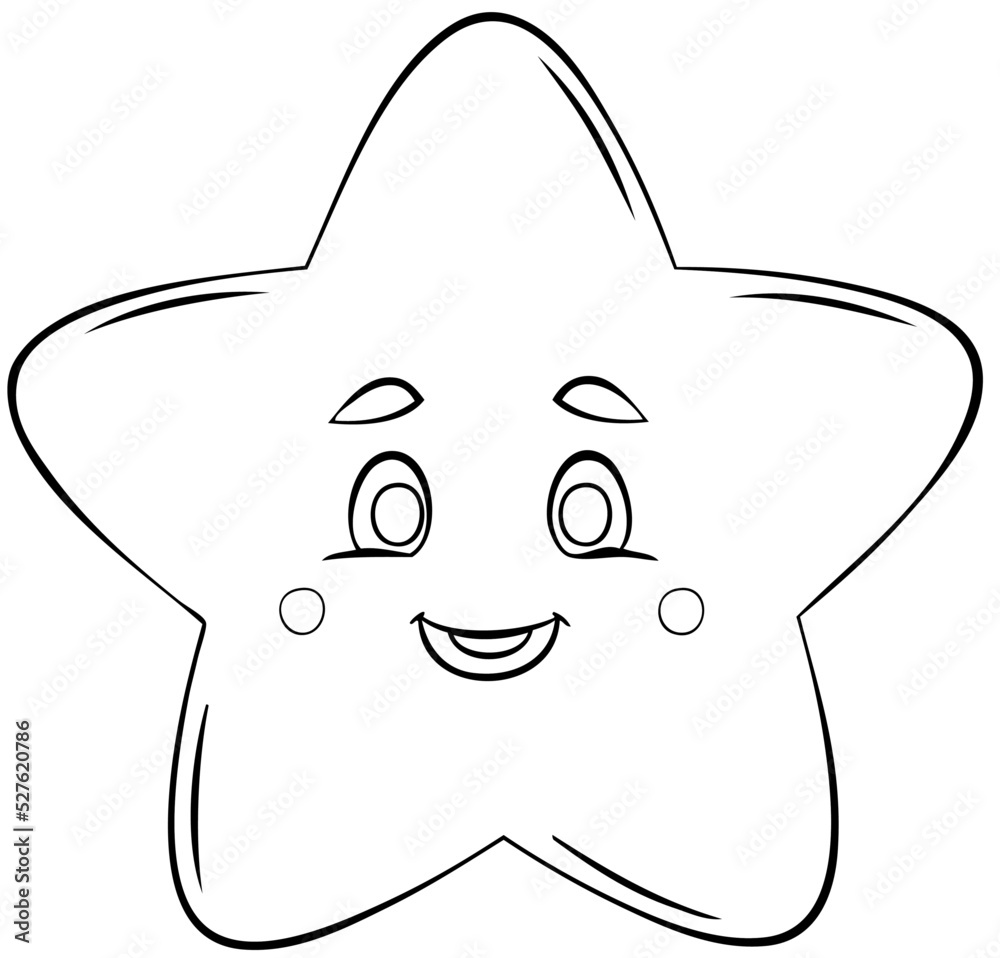 Vetor de Chibi star. Element for coloring page. Cartoon style. do Stock ...