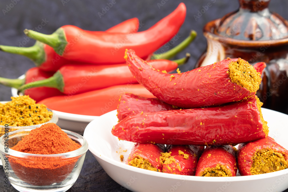 Traditional Homemade Red Chilli Pickle Also Known As Moti Teekhi Lal ...