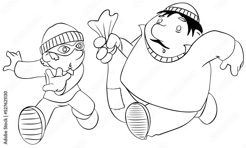 Thieves. Element for coloring page. Cartoon style. Stock Vector | Adobe ...