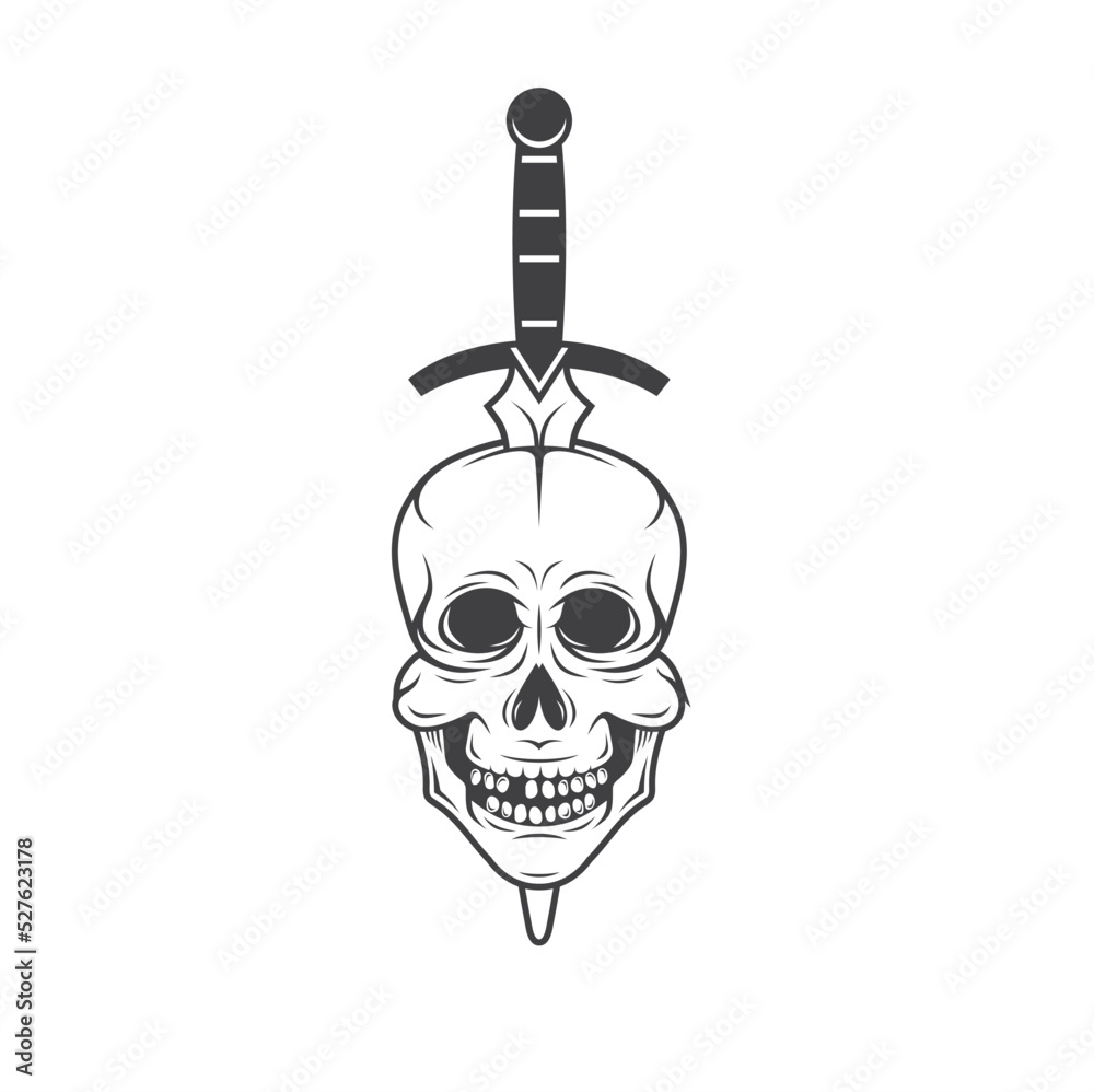 illustration of skull and sword, vector art. Stock Vector | Adobe Stock