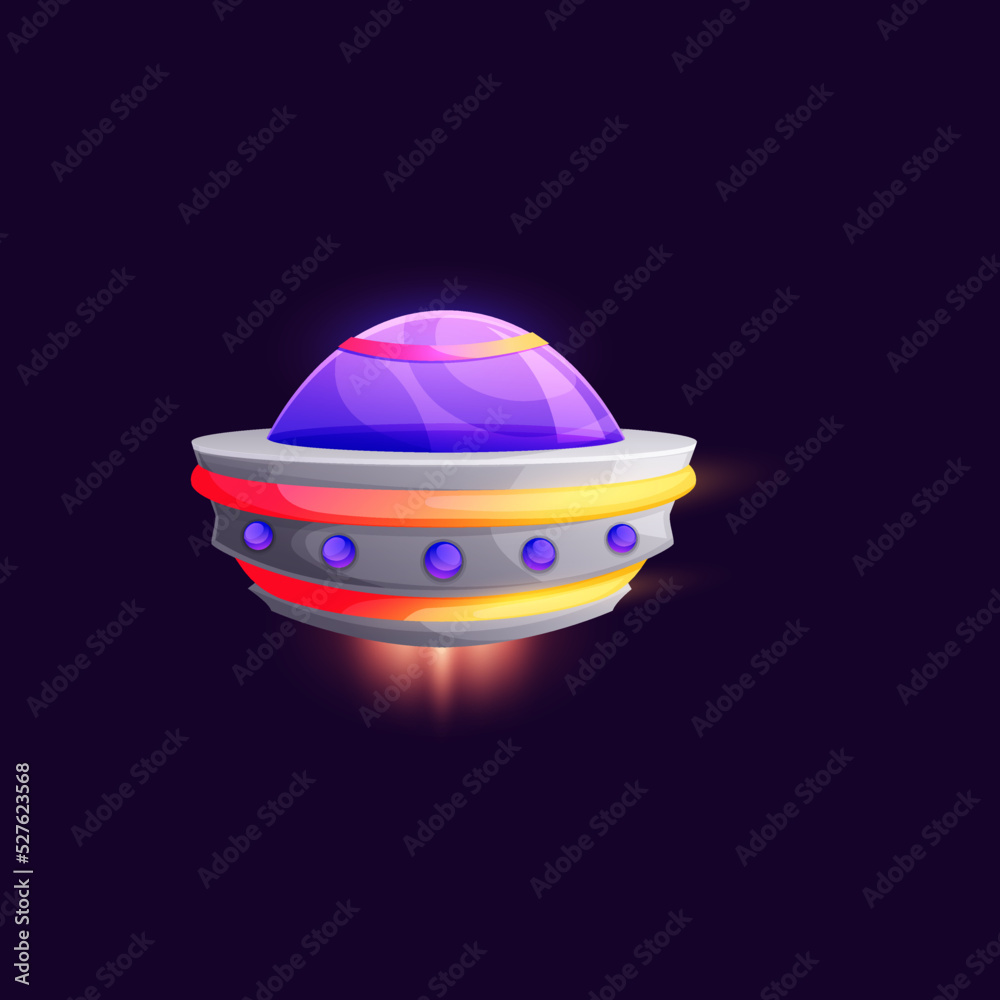 Ufo alien spaceship flying futuristic spaceship. Vector fantasy ...