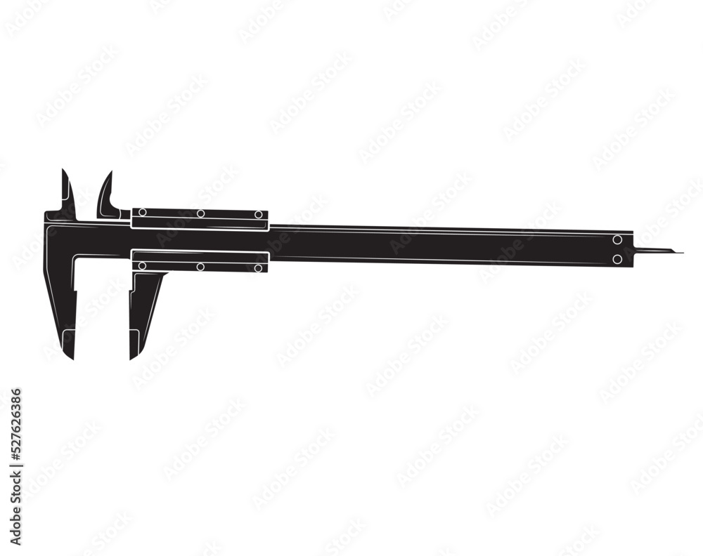 Black silhouette of Caliper isolated on white background white ...
