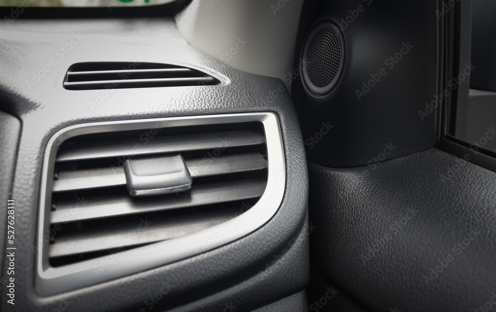 Car air conditioning. The air flow inside the car. Detail interior of ...