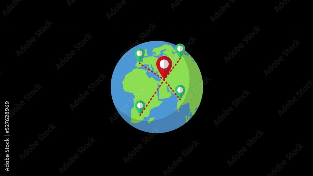 location and globe icon motion graphics animation with alpha channel ...