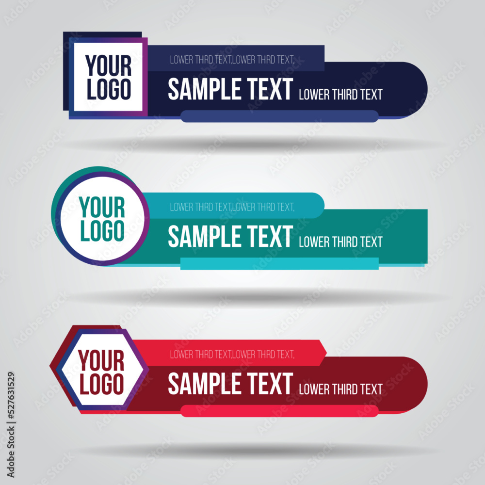 Lower third live red blue and orange design tv template modern ...