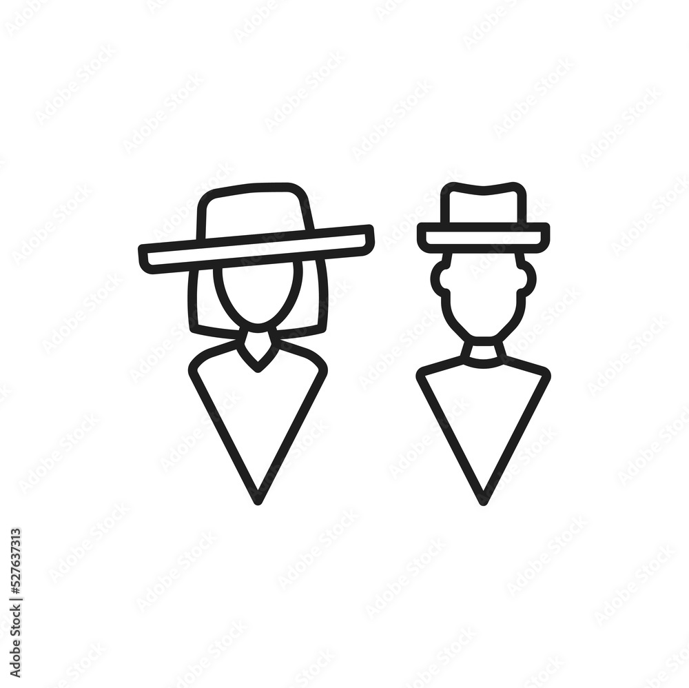 Men and women toilet sign, WC restroom gender isolated outline icon ...