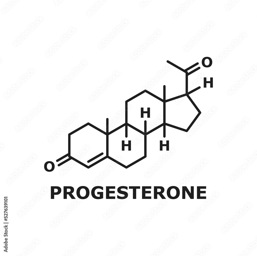 Molecular formula of progesterone, 21-carbon steroid hormone involved ...