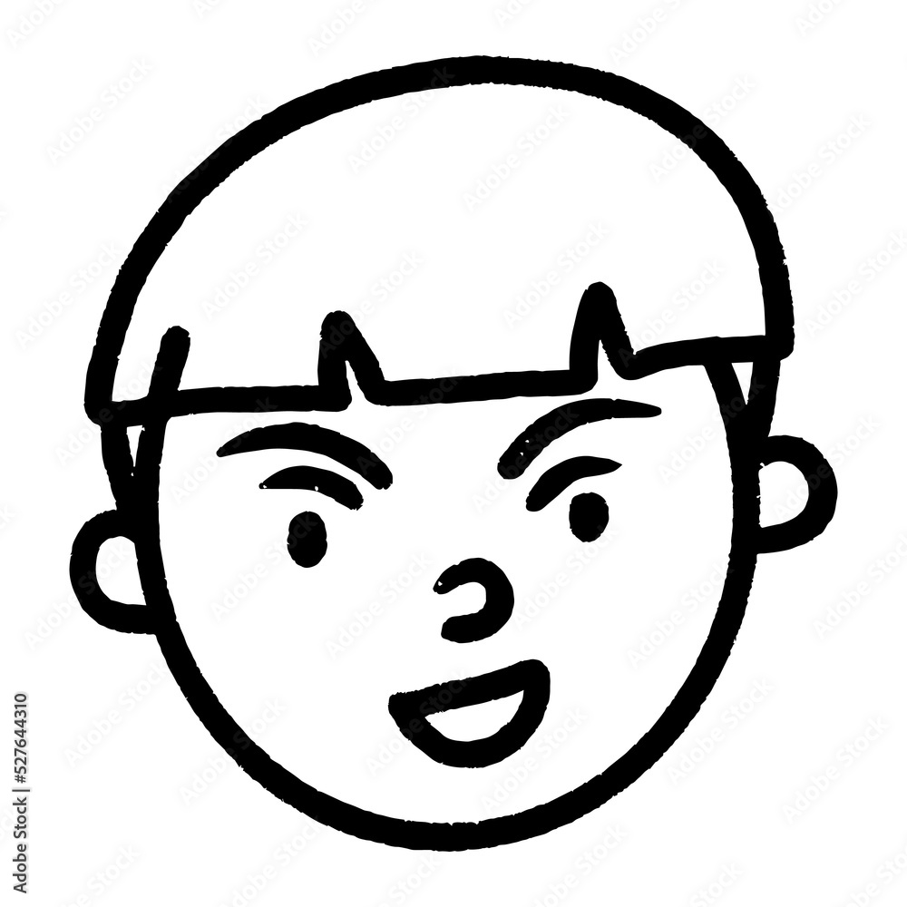 cunning expression illustration. cute head character design in line art ...