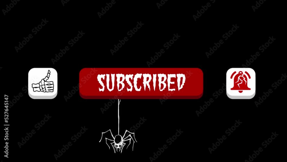 Subscribe Button for Youtube. Halloween Theme. Skeleton hand clicking ...