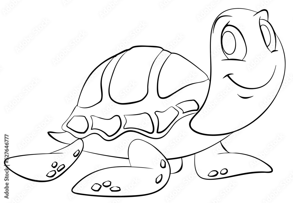 Turtle. Element for coloring page. Cartoon style. Stock Vector | Adobe ...