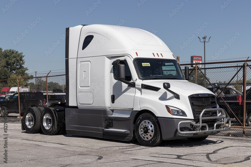 Freightliner Big Rig Semi Tractor Trailer Trucks on display at a ...