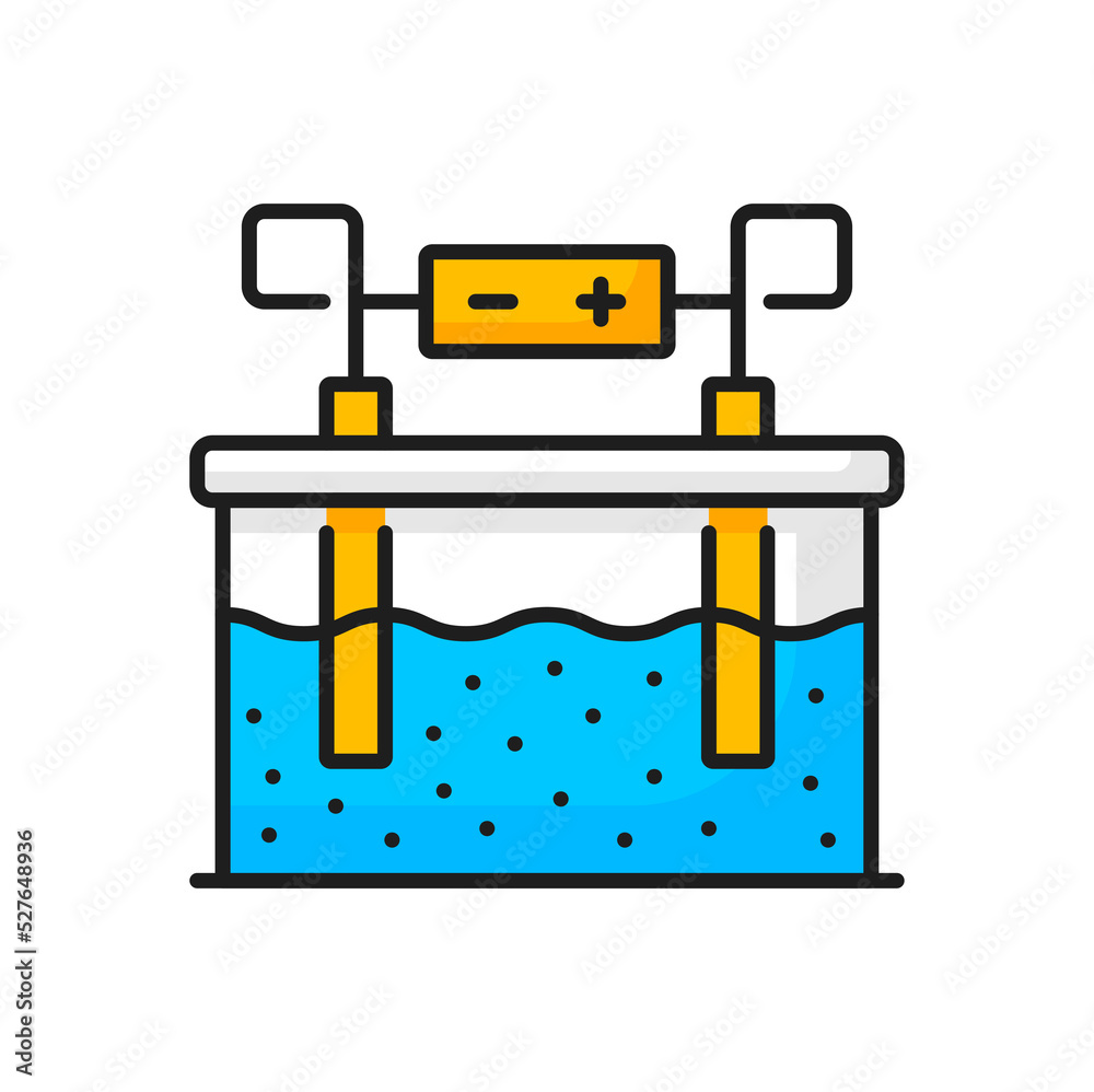 Hydrogen production, H2 water electrolysis color icon, vector green ...