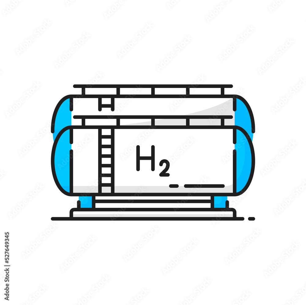 Hydrogen cistern color icon, H2 storage tank, green energy production ...