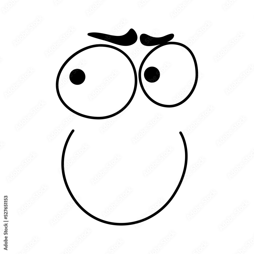 Malicious smile emoticon emoji line art icon. Vector cartoon comic ...