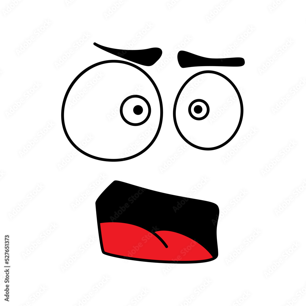 Shouting smile emoticon emoji icon. Vector isolated line art cartoon ...