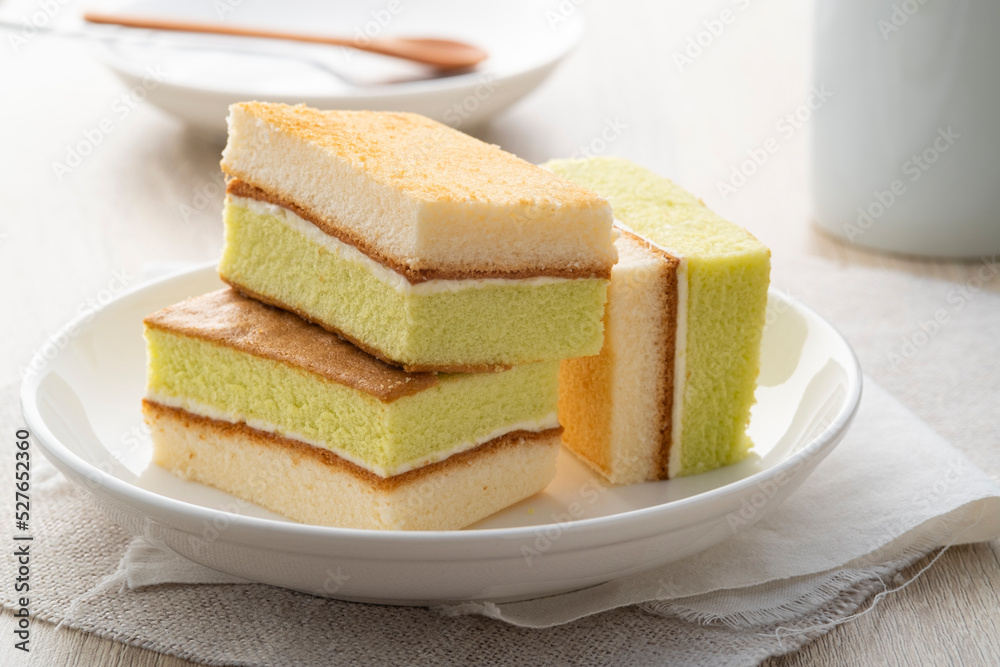 pandan flavour layer cake ,Sweet green color and pandan aroma from ...