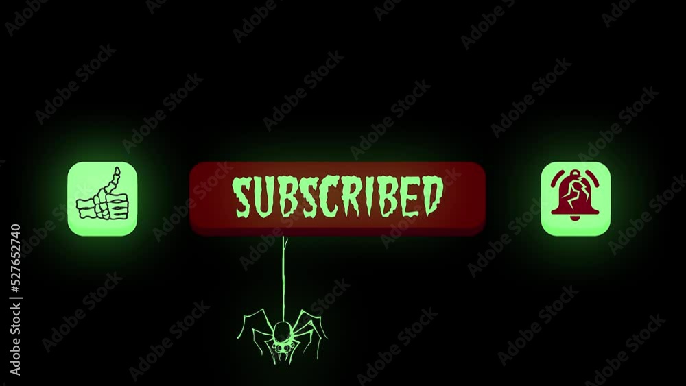 Subscribe Button for Youtube. Halloween Theme. Skeleton hand clicking ...