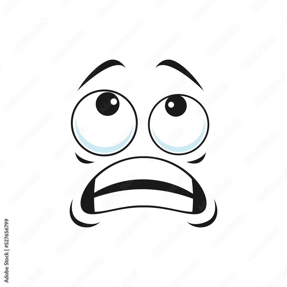 Cartoon face vector scared or upset emoji with open toothy mouth and ...