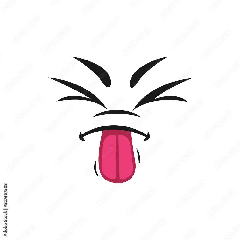 Vecteur Stock Cartoon face with pink sticking tongue and closed eyes ...