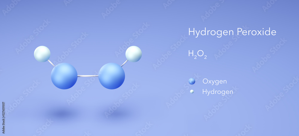 Plakat hydrogen peroxide, Dioxidane, molecular structures, 3d model ...