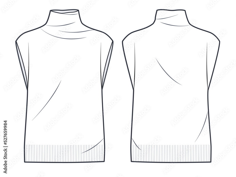 Stockvector Women's Roll Neck Sweater Vest technical fashion ...