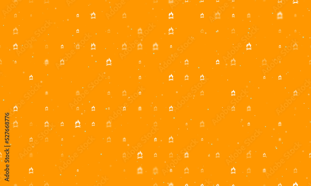 Seamless background pattern of evenly spaced white bonfire symbols of ...