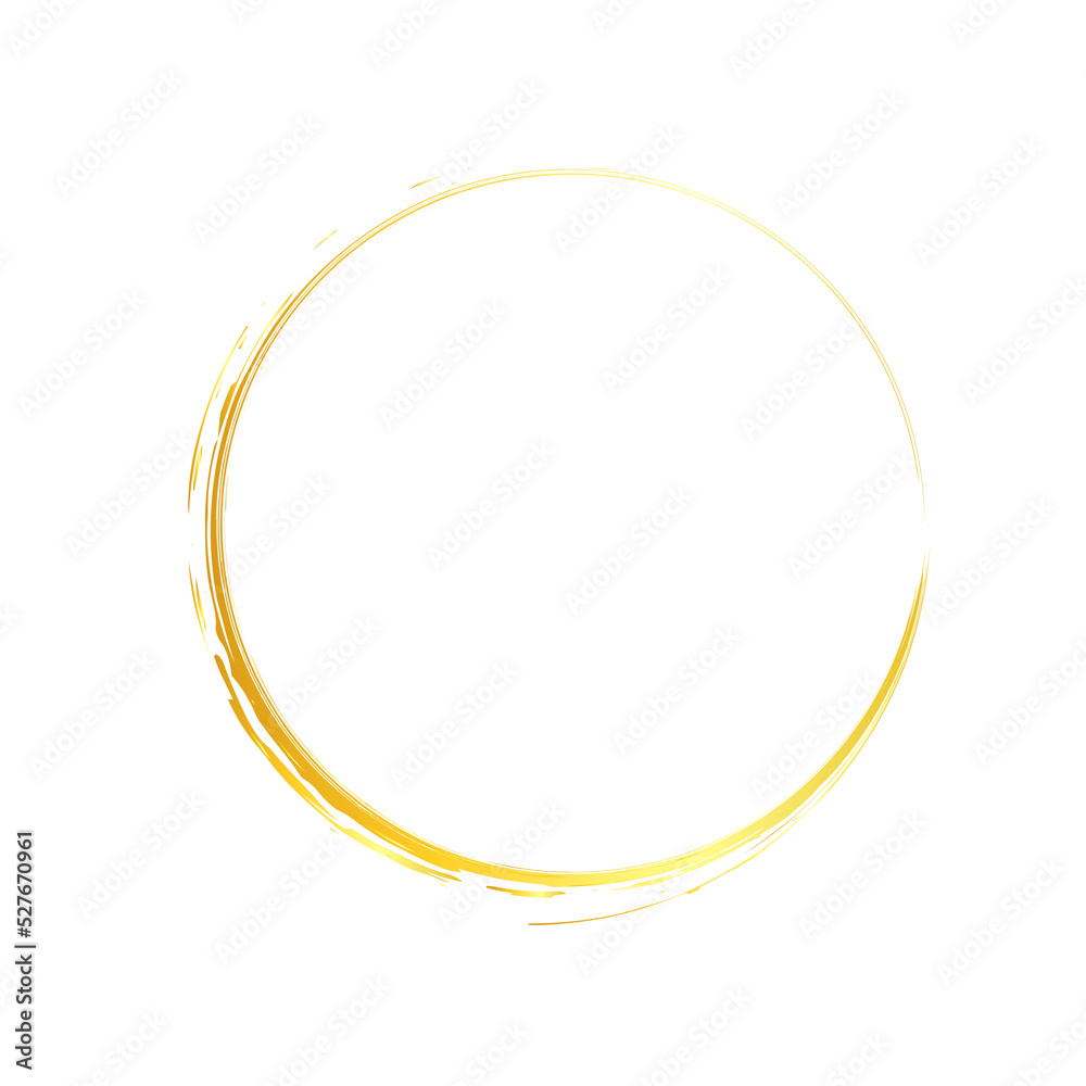 Gold circle frame element, set of golden circle, brush ornament, for ...