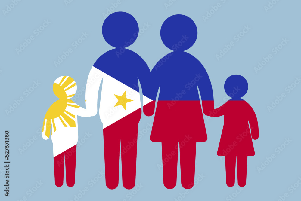 Philippines flag with family concept, parent and kids holding hands ...