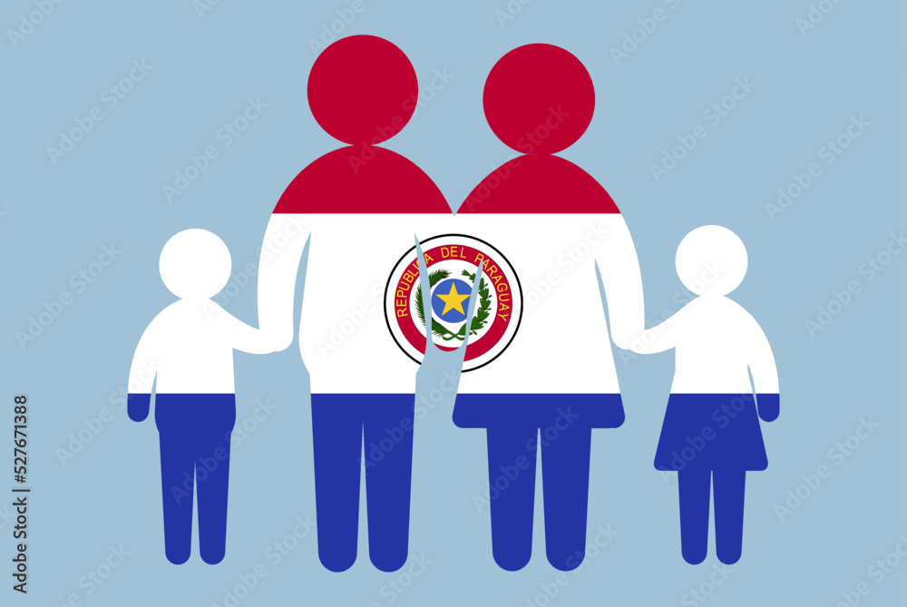Paraguay flag with family concept, parent and kids holding hands ...