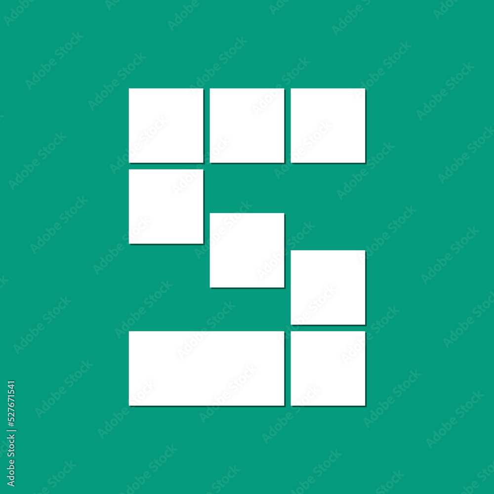 Modern numeral 5 mask area. Photo collage frames template with number ...