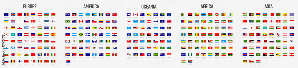 Flags of the world. Big collection set flags. Official national flags ...