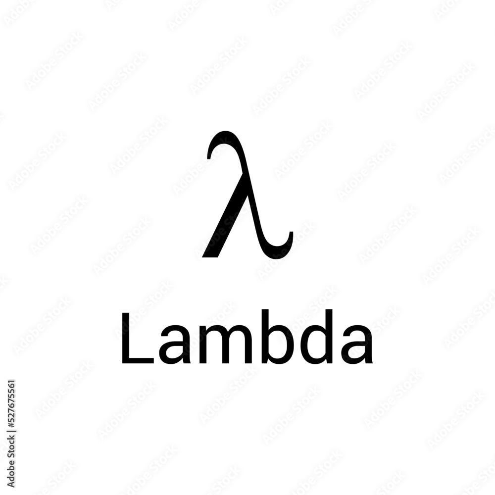 Poster Black lambda symbol icon with name. greek alphabet letter ...