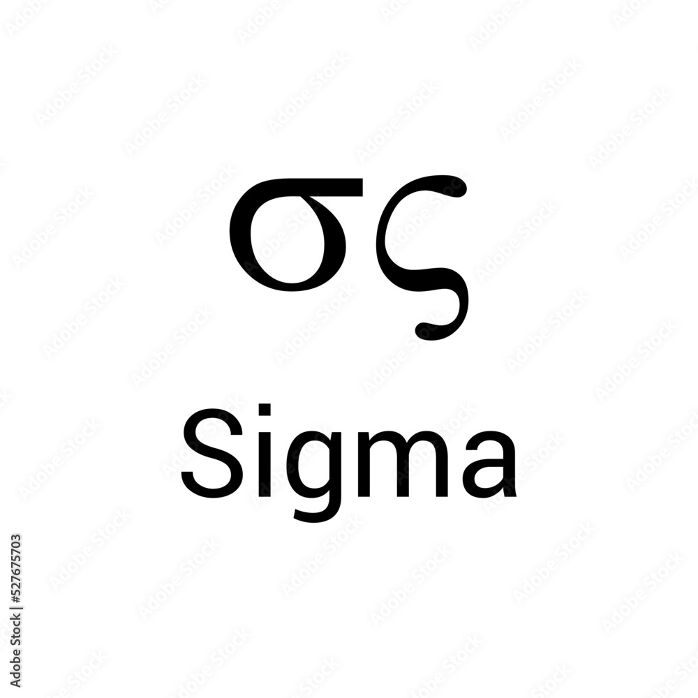 Black sigma symbol icon with name. greek alphabet letter Stock Vector ...