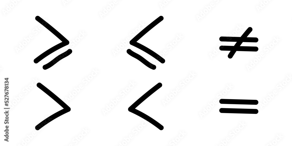 less than greater than and equal symbol in mathematics. inequality ...