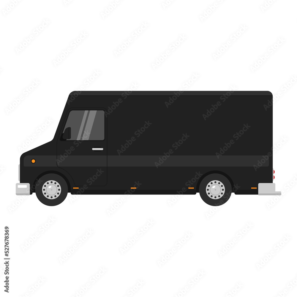 Cargo van icon. Color silhouette. Side view. Trailer. Vector simple ...
