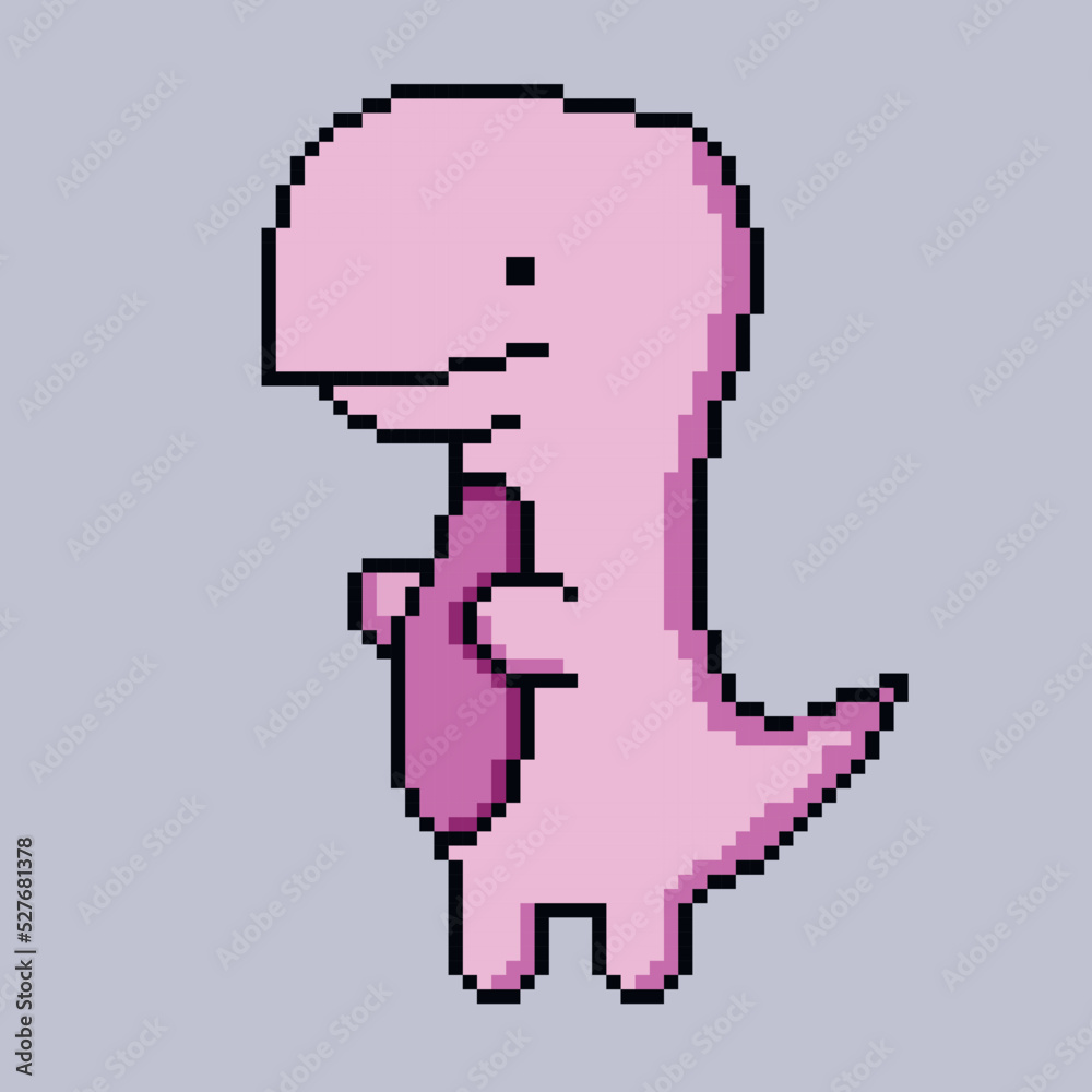 Vector illustration of a dinosaur in pixel art Stock Vector | Adobe Stock