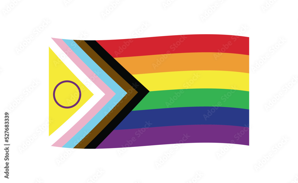 New Updated LGBTQ Pride Flag Vector. Intersex Inclusive Progress Pride Flag. Banner Flag for ...