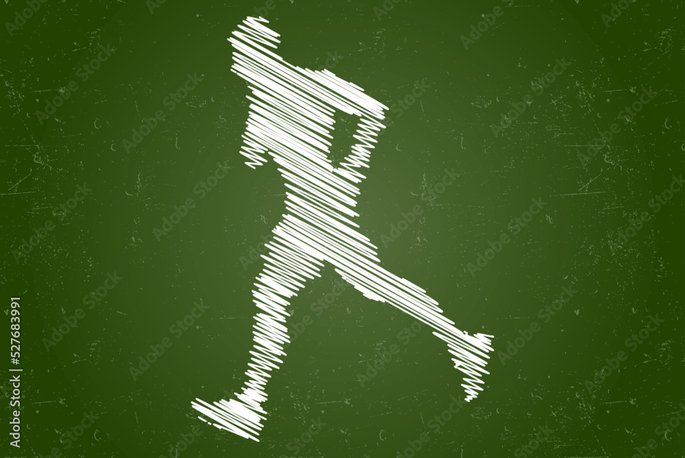 Runner chalk effect vector silhouette, Male person run, concept of ...