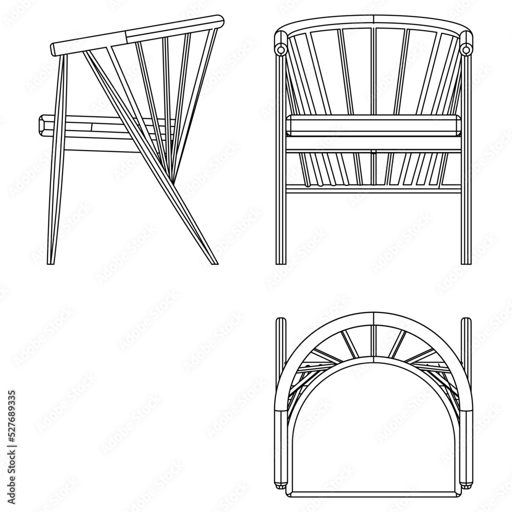 Chair isolated lines on white background, vector illustration. Front ...