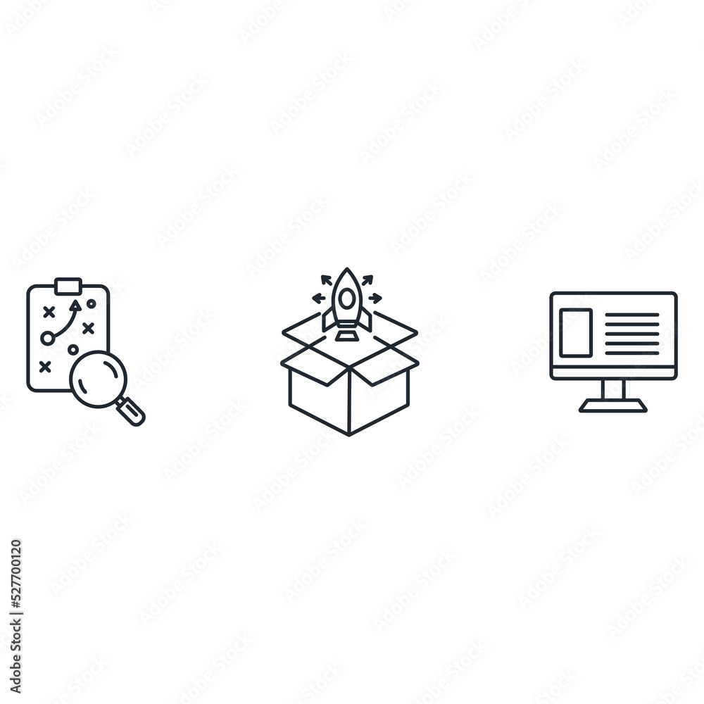 Launching project process icons symbol vector elements for infographic ...