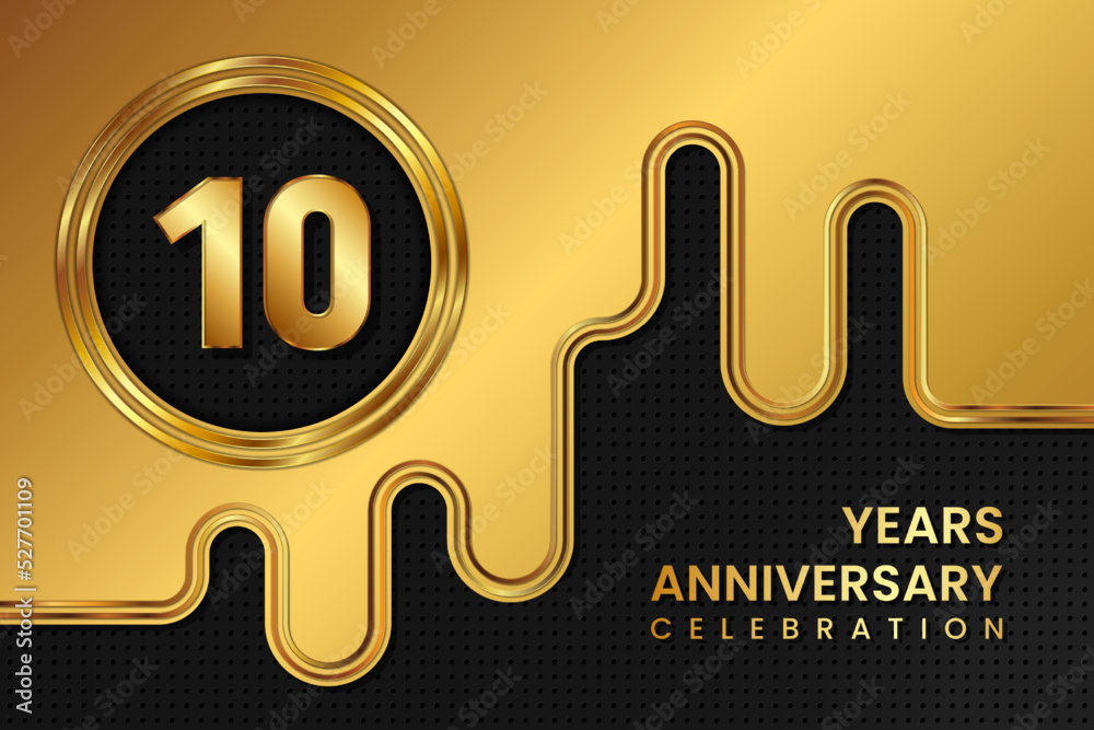 10 Year Anniversary celebration template design. Golden Anniversary ...