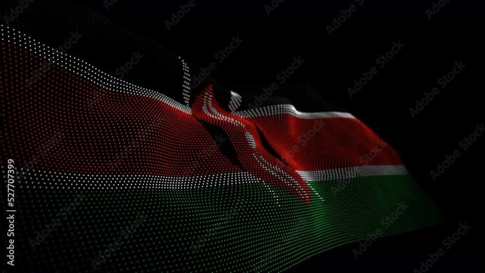 Seamless looping animated digital flag of Kenya overlay rendered of ...