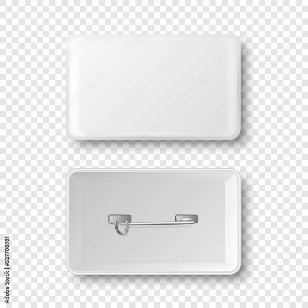 Vector 3d Realistic Rectangular White Metal, Plastic Blank Empty Button ...